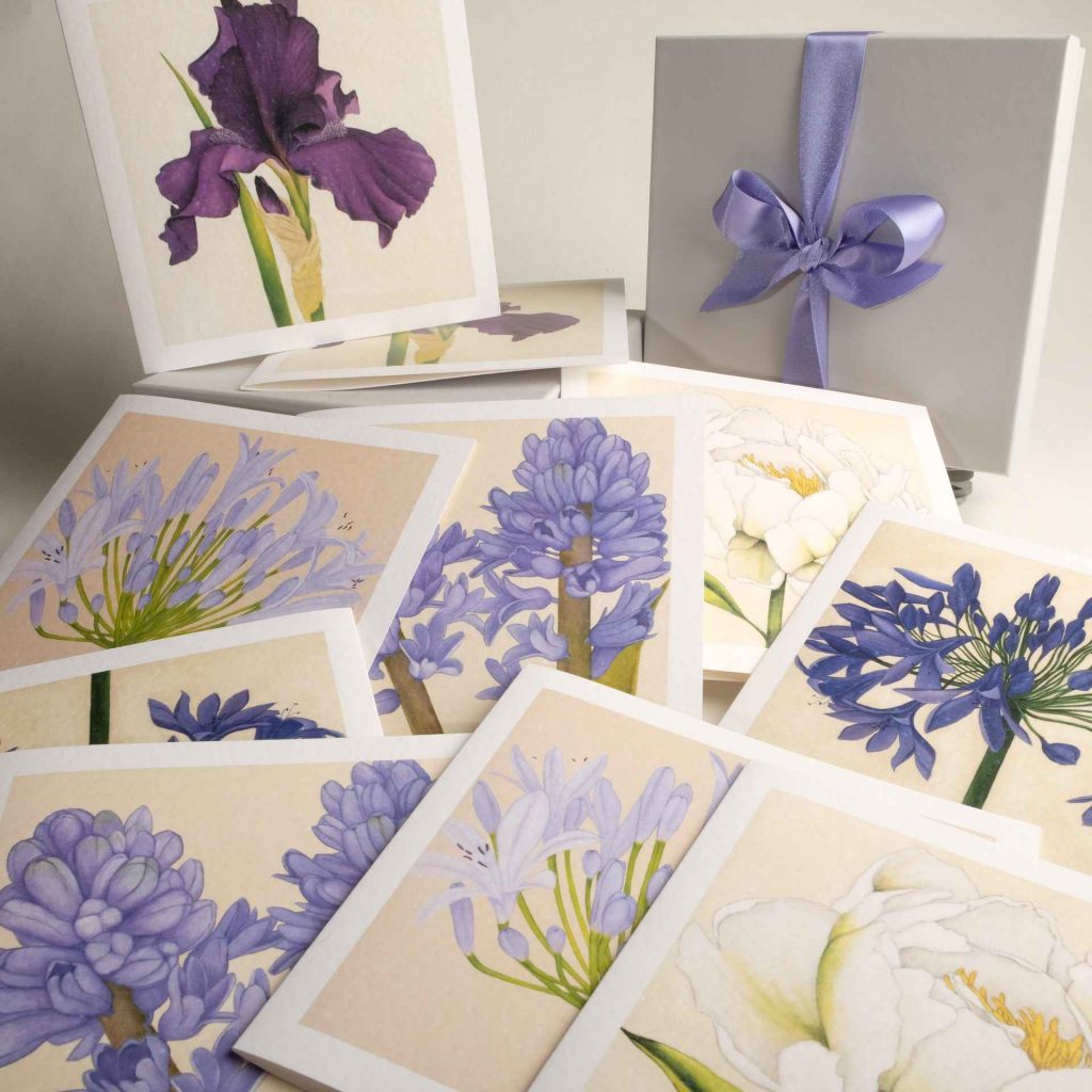 Gift Box of 10 Flower Design Plain Greetings Cards